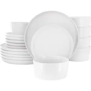 ELAMA Josh 18 Piece Stoneware Dinnerware Set - White