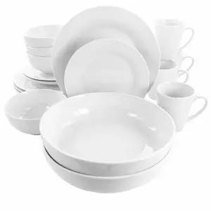 ELAMA Carey 18 Piece Round Porcelain Dinnerware Set - White
