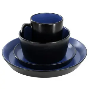 ELAMA Bacarra 16 Piece Stoneware Dinnerware Set - Blue