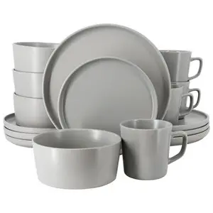 ELAMA Luxmatte Light 16 Piece Dinnerware Set - Grey