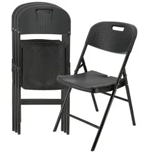 ELAMA 4 Piece Indoor And Outdoor Rattan Folding Chair - Black