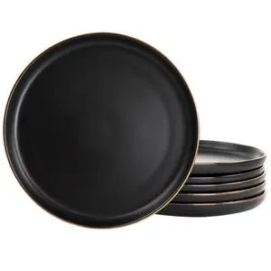 ELAMA Paul 6 Piece Stoneware Dinner Plate Set - Black