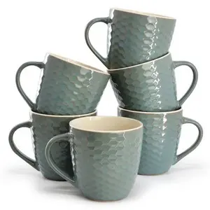 ELAMA Honeycomb 6 Piece 15 Oz. Mug Set - Blue