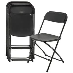 ELAMA 4 Piece Plastic Folding Chair - Black