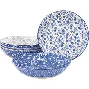 ELAMA Aurora 6 Piece Assorted Porcelain Bowl Set - Blue