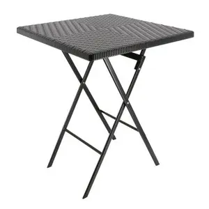 ELAMA Plastic Rattan Folding Square Table - Black