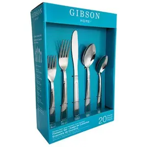 GIBSON HOME Creston 20-piece Flatware Set With Tumble Finish - Metallic Silver