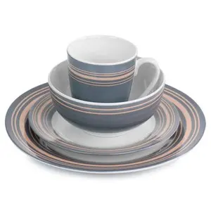 GIBSON HOME Silver Wind 16 Piece Fine Ceramic Dinnerware Set