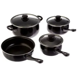 GIBSON HOME Chef Du Jour 7 Piece Carbon Steel Nonstick Cookware Set - Black