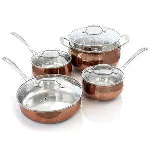 OSTER Carabello 9 Piece Stainless Steel Cookware Combo Set - Copper