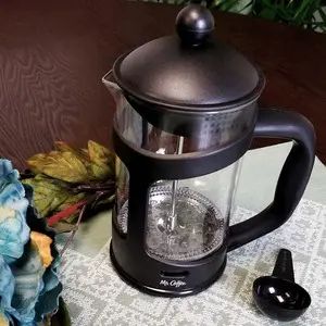 MR COFFEE Brivio 28 Ounce Glass French Press Coffee Maker With Plastic Lid
