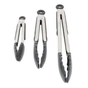 OSTER Baldwyn 3 Piece Stainless Steel Kitchen Tongs Set - Black