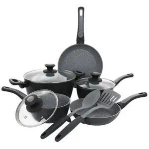 OSTER 10 Piece Non-stick Aluminum Cookware Set - Black