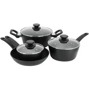 OSTER Connelly 7 Piece Textu Nonstick Aluminum Cookware Set - Black