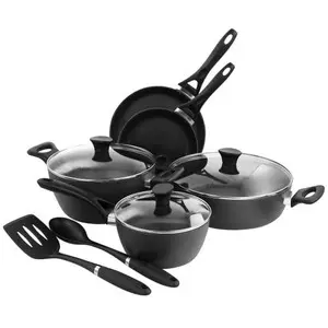 OSTER Non Stick 10 Piece Aluminum Cookware Set - Black