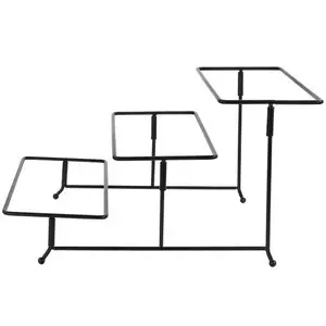 GIBSON HOME Crenshaw Hand Painted Stoneware 3-tier Serving Set With Metal Rack Color