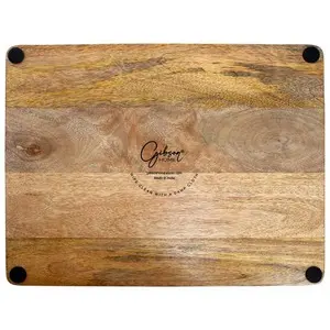 GIBSON HOME 16 Inch Duo Tone Rectangular Wood Serving Platter