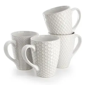 GIBSON ELITE Earlhart 4 Piece 16 Ounce Stoneware Assorted Pattern Mug Set