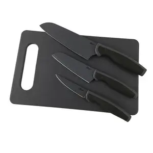 OSTER Slice Craft 4 Piece Cutlery Knife Set With Cutting Board - Black