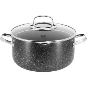 KORKMAZ Galaksi Non Stick 10 Inch 6.5 Liter Casserole With Lid - Black