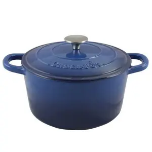 CROCK-POT 5 Quart Round Enameled Cast Iron Dutch Oven - Blue