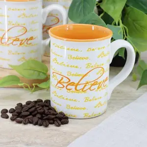 GIBSON HOME Inspirational Words Believe 4 Piece 16 Ounce Stoneware Mug Set