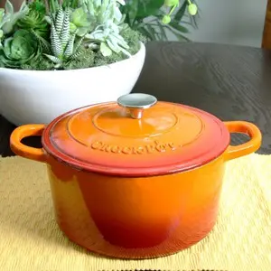 CROCK-POT 5 Quart Round Enameled Cast Iron Dutch Oven - Orange