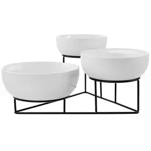 GIBSON ELITE 4 Piece Bowl Set With Metal Rack - White