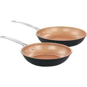 GIBSON HOME Chestnut 2 Piece Nonstick Carbon Steel Frying Pan Set - Metallic Silver