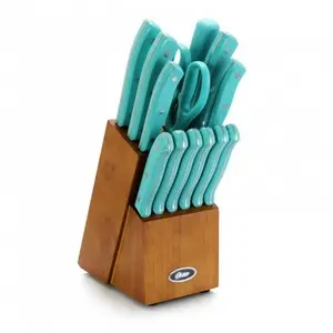 OSTER Evansville 14 Piece Stainless Steel Blade Cutlery Set With Plastic Handles - Blue