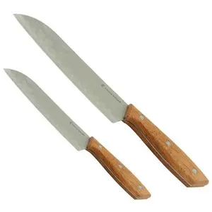 GIBSON HOME Seward 2 Piece Stainless Steel Santoku Knife Cutlery Set With Handles - Wood