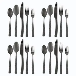 GIBSON ELITE Stonehenge 20 Piece Flatware Set - Black
