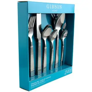 Gibson Prato 24 Piece Stainless Steel Flatware Set - Metallic Silver