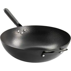 GIBSON HOME Hamme 13 Inch Heavy Gauge Carbon Steel Wok - Black
