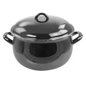 Gibson 6.5 Quart Steel Casserole With Lid - Black