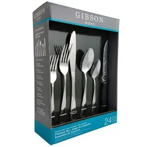 GIBSON HOME Trillium Plus 24 Piece Stainless Steel Flatware Set With 4 Steak Knives - Silver