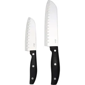OSTER Granger 2 Piece Stainless Steel Santoku Knife Set With Handles - Black