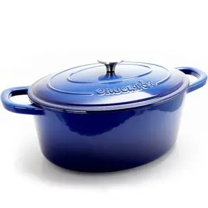 CROCK-POT 7 Quart Enameled Cast Iron Oval Dutch Oven - Blue