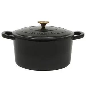 CROCKPOT 7 Quart Round Enameled Cast Iron Dutch Oven - Black