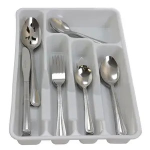 GIBSON HOME Basic Living Aston 45 Piece Flatware Set With Plastic Tray - Silver