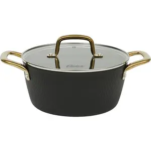 OSTER Abbottsford 4.4 Quart Nonstick Aluminum Dutch Oven With Glass Lid - Black