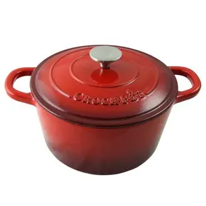 CROCK-POT 5 Quart Round Enameled Cast Iron Dutch Oven - Red