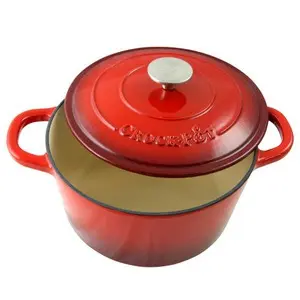 CROCK-POT 5 Quart Round Enameled Cast Iron Dutch Oven - Red