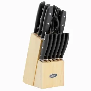 OSTER Collister 15 Piece Stainless Steel Cutlery Set With Soft Grip Handles - Black