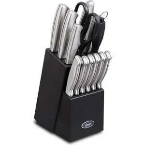 OSTER Baldwyn 14 Piece Stainless Steel Cutlery Block Set - Black