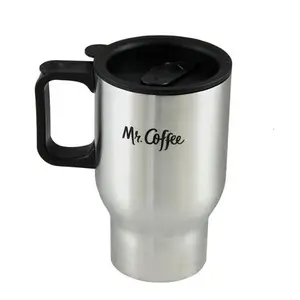 MR COFFEE Expressway 13.5 Ounce Stainless Steel Thermal Travel Mug Cup With Lid - Metallic Silver