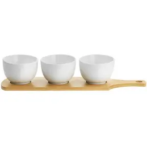 GIBSON ELITE Gracious Dining 4 Piece Fine Ceramic Tidbit Bowl Set With Base - White