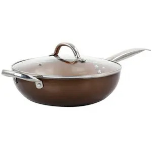 GIBSON HOME Copper Pan Cooking Excellence 3.5 Quart Aluminum Nonstick Saute Pan - Brown