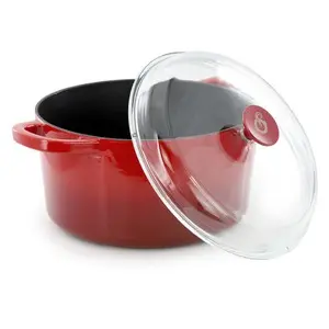 CROCK POT 7 Quart Enameled Cast Iron Dutch Oven With Borosilcate Lid