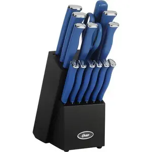 OSTER Langmore 15 Piece Stainless Steel Blade Cutlery Set - Blue